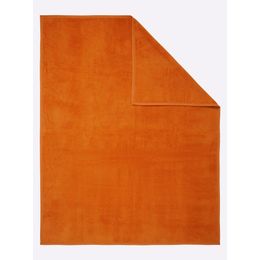 Wohndecke Biederlack, B:150cm L:220cm, orange, 70% Baumwolle, 30% Polyacryl, Wohndecken