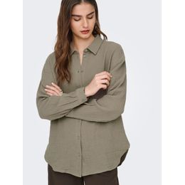 Jacqueline de Yong JDY Damen Hemdbluse "JDYTHEIS LIFE L/S LOOSE SHIRT WVN NOOS"brindle, Gr. S, unifarben, Web, Obermaterial: 100% Baumwolle, Blusen, Baumwolle, regular