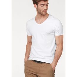 Jack & Jones JACK & JONES Herren T-Shirt "SLIM- FIT BASIC TEE V-NECK", wei&szlig;, Gr. XXL, unifarben, Jersey, Obermaterial: 92% Baumwolle, 8% Elasthan, Shirts, mit