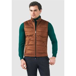 Pierre Cardin Herren Steppweste, braun, Gr. M, 100% Lederimitat, Westen, Mit Frontrei&szlig;verschluss