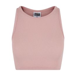 Tanktop Urban Classics "Urban Classics Damen Ladies Cropped Rib Top", Damen, Gr. XL, lemonadepink, 97% Baumwolle, 3% Elasthan, unifarben, slim fit, Tops Tanktop