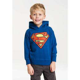 logoshirt Jungen Kapuzensweatshirt "DC - Superman Logo", blau, Gr. 92, bedruckt, mehrfarbig, 80% Baumwolle, 20% Polyester, Sweatshirts, mit