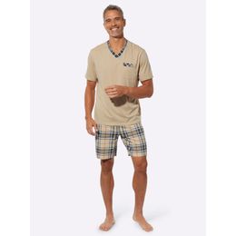 Herren Shorty, Gr. 56, beige, 100% Baumwolle, Homewear-Sets
