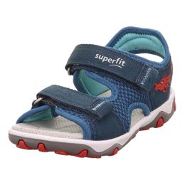 Superfit Kinder Sandale "MIKE 3.0 WMS: mittel", Gr. 28, blau, Textil, Veloursleder, Schuhe, Trekkingschuh mit Klettverschluss, Gr&ouml;&szlig;enschablone zum