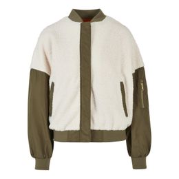 Urban Classics Damen Bomberjacke "Urban Classics Damen Ladies Oversized Sherpa Mixed Bomber Jacket", wei&szlig;, Gr. XXL, unifarben, 100% Polyester, Jacken