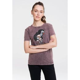 logoshirt Damen T-Shirt "Der kleine Maulwurf", lila, Gr. XS, bedruckt, 100% Baumwolle, Shirts, mit lizenziertem Print