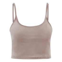Tanktop Urban Classics "Urban Classics Ladies Short Velvet Top", Damen, Gr. L, duskrose, 93% Polyester, 7% Elasthan, unifarben, skinny fit, Tops Tanktop