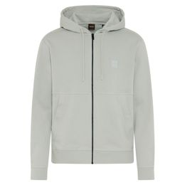 BOSS Orange Herren Kapuzensweatjacke "Zetalky"silber043, Gr. L, Sweatware, Obermaterial: 100% Baumwolle, Sweatjacken, mit K&auml;ngurutasche