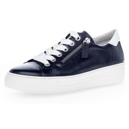 Gabor Damen Plateausneaker "FLORENZ", Gr. 40, blau, Nappaleder, Schuhe, Freizeitschuh, Halbschuh, Schn&uuml;rschuh in bequemer Weite G = weit