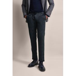 Bugatti Herren Chinohose, blau, Gr. 34, kariert, 75% Polyester, 20% Viskose, 5% Elasthan, Hosen, mit Gummizug