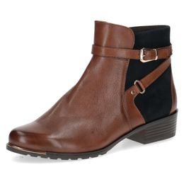 Caprice Damen Stiefelette, Gr. 38, braun, Leder, Textil, Schuhe, Blockabsatz, Boots mit Zierschnalle und Zierriemchen