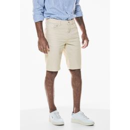 Street One MEN Herren Bermudas, beige, Gr. 36, unifarben, Web, 98% Baumwolle, 2% Elasthan, Hosen, 5-Pocket-Style