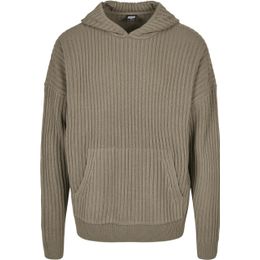 Kapuzenpullover Urban Classics "Urban Classics Herren Knitted Hoody", Herren, Gr. M, schwarzkhaki, 100% Polyacryl, unifarben, oversize, Rundhals, Pullover Kapuzenpullover