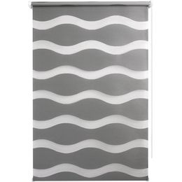 Doppelrollo GOOD LIFE, B:60cm H:150cm, grau, Kunststoff, Metall, Polyester, Rollos, "WAVE"
