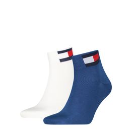 Tommy Hilfiger Herren Kurzsocken "TH UNI TJ QUARTER 2P FLAG", Gr. 43blau, Baumwollmischung, Socken, Verst&auml;rkte Ferse und Spitze f&uuml;r zus&auml;tzliche