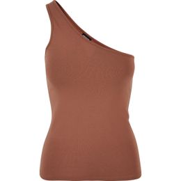 Tanktop Urban Classics "Urban Classics Damen Ladies Asymmetric Top", Damen, Gr. XL, terracotta, 95% Baumwolle, 5% Elasthan, unifarben, slim fit, Tops Tanktop
