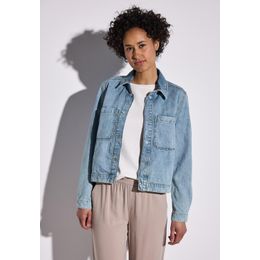 Street One Damen Jeansjacke, blau, Gr. 44, unifarben, Jeans, 100% Baumwolle, Jacken, mit Knopfleiste