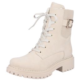 Rieker Damen Winterstiefelette, Gr. 38, beige, Lederimitat, Textil, Schuhe, Schn&uuml;rstiefelette, Schn&uuml;rboots, Profilsohle mit Stretch am Schaft