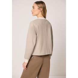 Street One Damen Blouson, beige, Gr. 46, gemustert, Web, Obermaterial: 58% Baumwolle, 40% Polyester, 2% Elasthan. Futter: 100% Polyester, Jacken, mit
