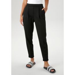Damen Schlupfhose, schwarz, Gr. 48, Aniston SELECTED, unifarben, Jersey, Obermaterial: 65% Polyester, 32% Viskose, 3% Elasthan, Hosen, mit Bundfalten
