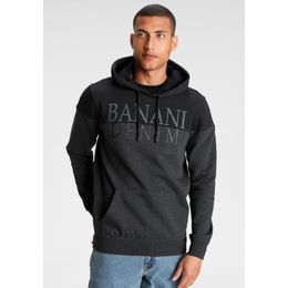 Bruno Banani Herren Kapuzensweatshirt, schwarz, Gr. M, bedruckt, meliert, Obermaterial: 60% Baumwolle, 40% Polyester, Sweatshirts, Langarm, bedruckt