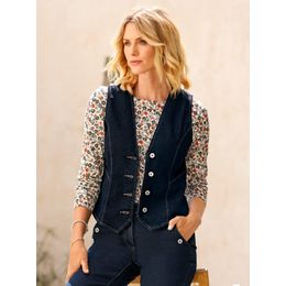 Inspirationen Damen Jeansweste, blau, Gr. 38, unifarben, 81% Baumwolle, 17% Polyester, 2% Elasthan, Westen