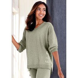 ELBSAND Damen Sweater, Gr. 44, gr&uuml;n, Feinstrick, Obermaterial: 50% Viskose, 28% Polyester, 22% Polyamid, meliert, unifarben, Sweatshirts, aus