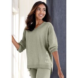 ELBSAND Damen Sweater, Gr. 40, gr&uuml;n, Feinstrick, Obermaterial: 50% Viskose, 28% Polyester, 22% Polyamid, meliert, unifarben, Sweatshirts, aus