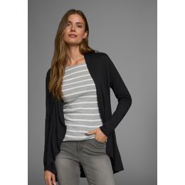 Boysen's BOYSEN'S Damen Shirtjacke, schwarz, Basic, Gr. 38, gestreift, mehrfarbig, meliert, Jersey, Obermaterial: 95% Viskose, 5% Elasthan, Shirts, Langarm,