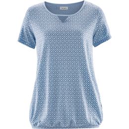 bonprix Damen T-Shirt, blau, Gr. 36, Obermaterial: 95% Viskose, 5% Elasthan, Shirts, Regular Fit, Kurzarm-Design, mit Gummizug, aus Viskose und