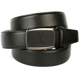 Anthoni Crown Damen Lederg&uuml;rtel, schwarz, Gr. 115, unifarben, Leder, G&uuml;rtel, mit Golf-Pr&auml;gung, Ton in Ton Steppung