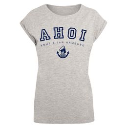 F4NT4STIC Damen T-Shirt "PLUS SIZE Ahoi Knut & Jan Hamburg", grau, Gr. XL, Obermaterial: 100% Baumwolle, Shirts, Print