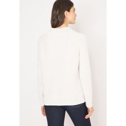 Cecil Damen Stehkragenpullover, wei&szlig;, Gr. L, unifarben, Strick, Obermaterial: 87% Polyester, 13% Baumwolle, Pullover, mit feiner Struktur