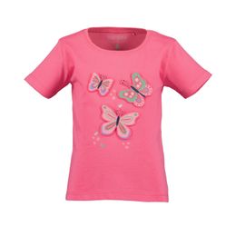 Blue Seven M&auml;dchen T-Shirt "M&auml;dchen T-Shirt kurzarm mit Schmetterlingen", pink, Gr. 116, 100% Baumwolle, Shirts