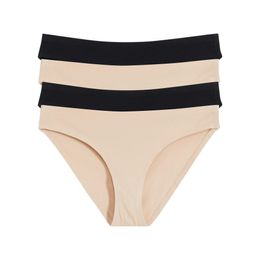 bonprix Damen Slip, Gr. 52, beige, Obermaterial: 95% Baumwolle, 5% Elasthan, Unterhosen, klassische Passform, aus Baumwolle und Elasthan, 4er-Pack
