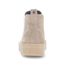 Gabor Damen Chelseaboots, Gr. 35, beige, Veloursleder, unifarben, Schuhe, Plateau, Stiefelette, Schlupfschuh mit dezenten Kontrastn&auml;hten