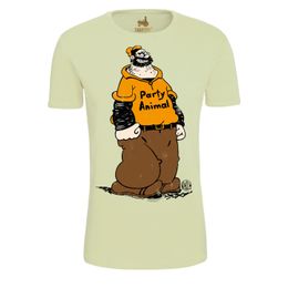 logoshirt Herren T-Shirt "Popeye &ndash; Brutus Party Animal", gr&uuml;n, Gr. M, unifarben, 100% Baumwolle, Shirts, mit trendigem Comic-Print