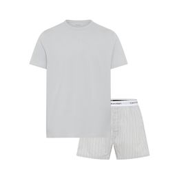Herren Shorty, Calvin Klein Underwear, Gr. Sgrau, Jersey, Obermaterial: 100% Baumwolle, gestreift, unifarben, Homewear-Sets, Rundhalsausschnitt,