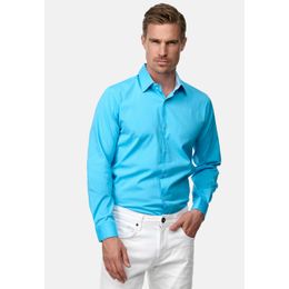 Rusty Neal Herren Langarmhemd, blau, Gr. XL, mehrfarbig, 60% Baumwolle, 37% Polyester, 3% Elasthan, Hemden, mit farblich abgesetztem Innenkragen