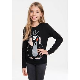 logoshirt Jungen Langarmshirt "Der kleine Maulwurf", schwarz, Gr. 140, bedruckt, 100% Baumwolle, Shirts, mit lizenziertem Print