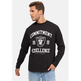 Recovered Herren Sweatshirt "NFL Raiders Commitment To Excellence Relaxed", schwarz, Gr. S, bedruckt, 100% Baumwolle, Sweatshirts, im lockeren Schnitt