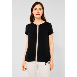 Street One Damen T-Shirt, schwarz, Gr. 36, unifarben, Stoff, Vorderseite: 100% Viskose; R&uuml;ckseite: 95% Viskose, 5% Elasthan, Shirts, mit