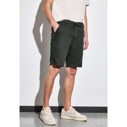 Street One MEN Herren Shorts, gr&uuml;n, Gr. 33, unifarben, Stoff, 100% Leinen, Hosen, mit seitlichen Einschubtaschen