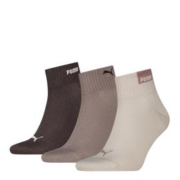 Kurzsocken Puma "Puma UNISEX LOGO QUARTER", Damen, Gr. 39-42, neutral, braun, Obermaterial: 70% Baumwolle, 16% Polyester, 12% Polyamid, 2% Elasthan, Socken