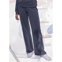 H.I.S. H.I.S Damen Relaxhose, Gr. 44, blau, Interlock, Obermaterial: 60% Baumwolle, 40% Polyester, unifarben, Basic, Hosen, im maritimen Stil, Loungewear