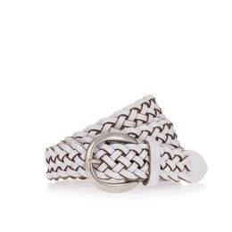 Tamaris Damen Flechtg&uuml;rtel ""Dana Silver"", wei&szlig;, Gr. 75, Flechtoptik, unifarben, Rindsleder, G&uuml;rtel, mit individueller L&auml;ngenverstellung, aus