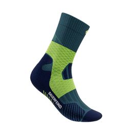 Bauerfeind Herren Kompressionsstr&uuml;mpfe "Trail Run Mid Cut Socks, Women", Gr. 43, gr&uuml;n, Polyamid, unifarben mit Farbeinsatz, Socken