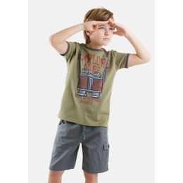 DENOKIDS Jungen Hausanzug "Explore", Gr. 116, gr&uuml;n, 98% Baumwolle, 2% Elasthan, bedruckt, Homewear-Sets, mit Fernglas-Motiv