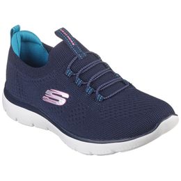 Skechers Damen Slip-On Sneaker "SUMMITS", Gr. 36, blau, Textil, Schuhe, Freizeitschuh, Halbschuh, Slipper mit flexibler Traktionslaufsohle