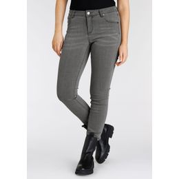 Tamaris Damen Skinny-fit-Jeans, grau, Gr. 42, Denim/Jeans, Obermaterial: 74% Baumwolle, 24% Polyester, 2% Elasthan, Jeans, schmale Beinweite, mit